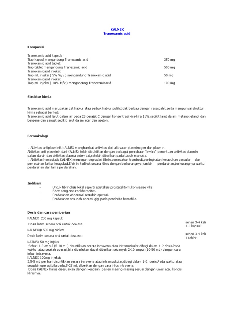 Informasi Obat Kalnex dan Dosisnya | PDF