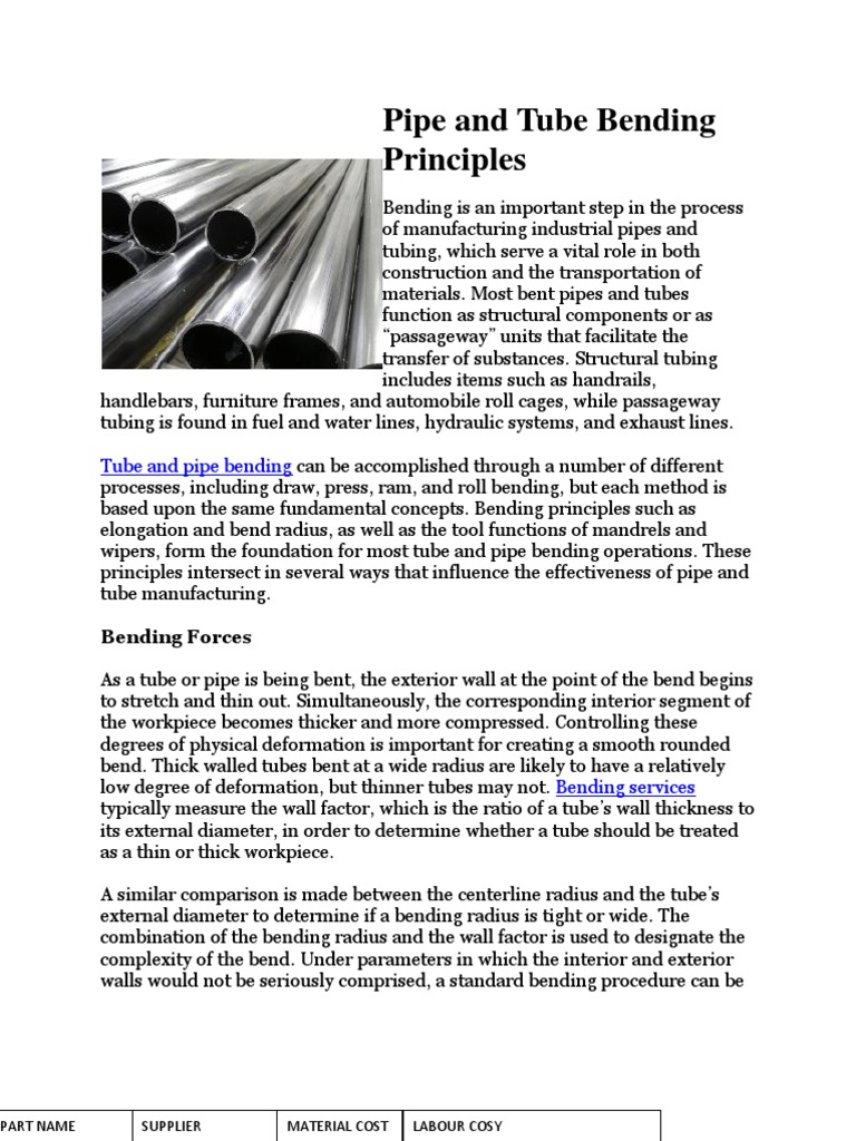 Pipe and Tube Bending Principles | PDF | Pipe (Fluid Conveyance) | Industries