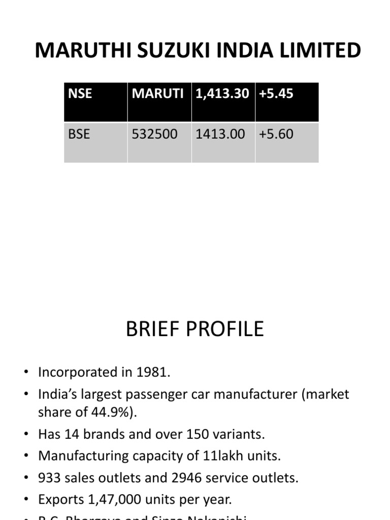 An In-Depth Analysis of Maruti Suzuki India Limited: Business Overview ...