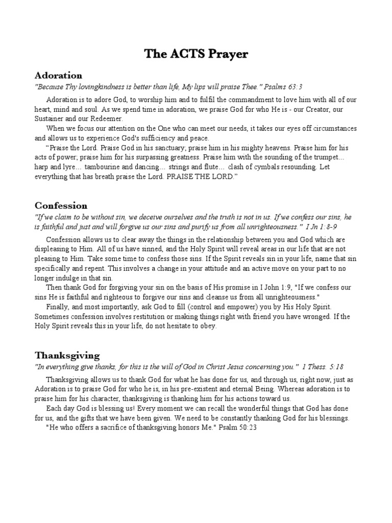 Acts Prayer | PDF | Confession (Religion) | Prayer