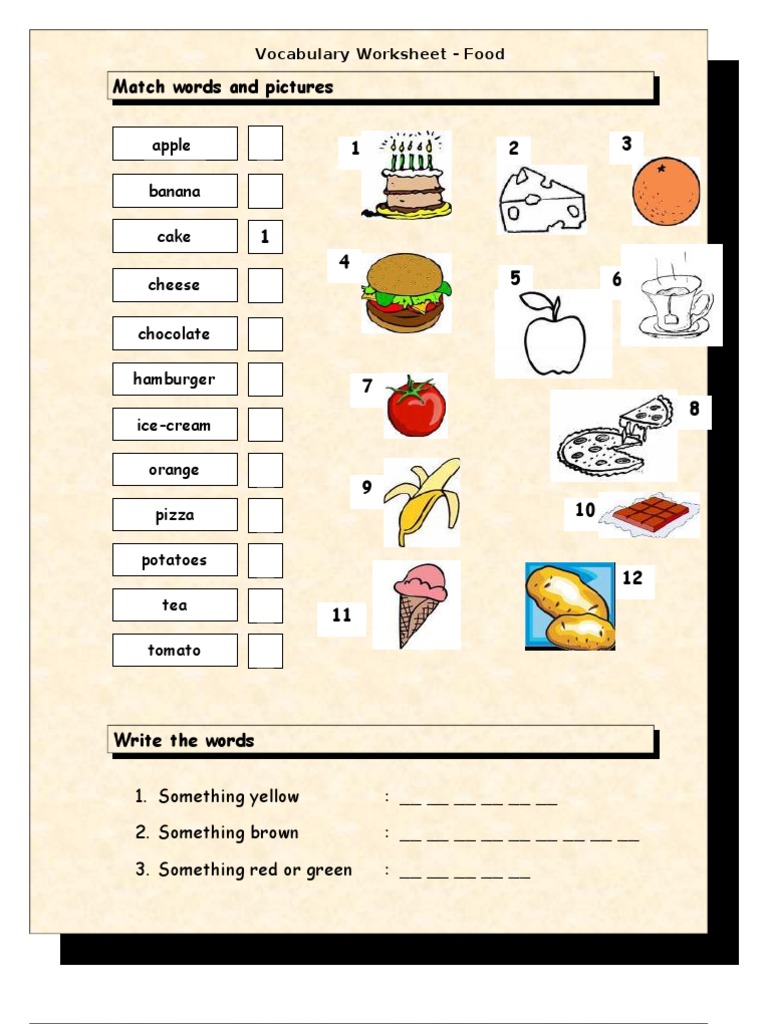 Islcollective Vocabulary Matching Worksheet Food 225024d6513f71a6191 ...