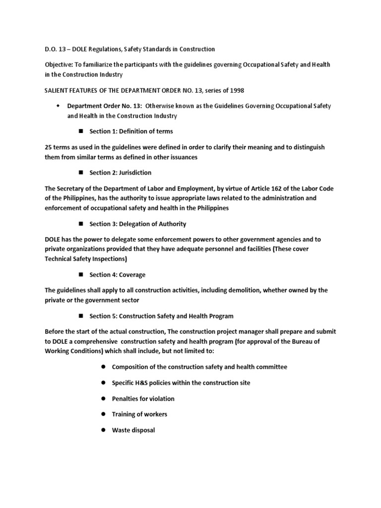 1. Dole Regulations | Safety | Occupational Safety And Health