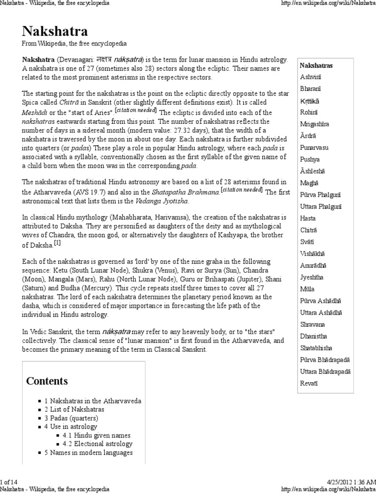Nakshatra Hindu Astrology Details | PDF | Astrology | Esoteric Cosmology