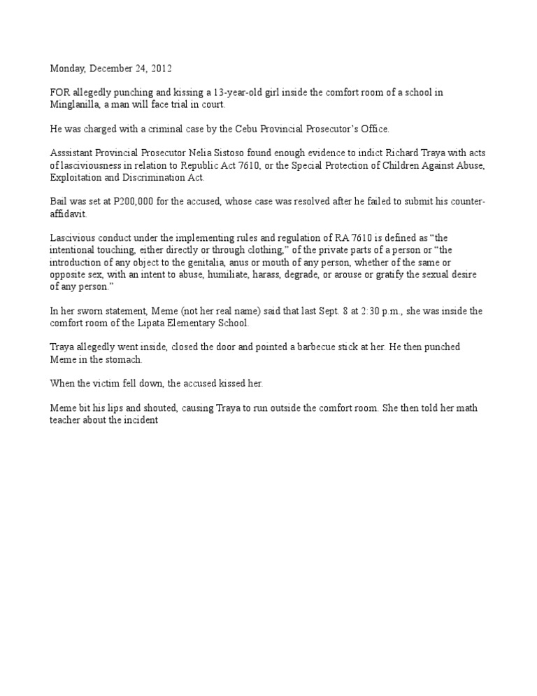 Acts of Lasciviousness Jurisprudence | PDF