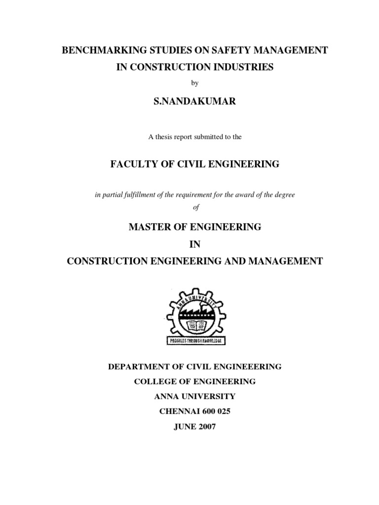 BenchMarking Studies On Safety Management in Construction Industries | PDF