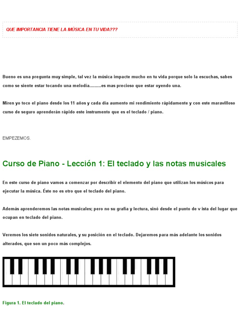 Curso Básico de Piano para Principiantes | PDF | Acorde (Música) | Clave