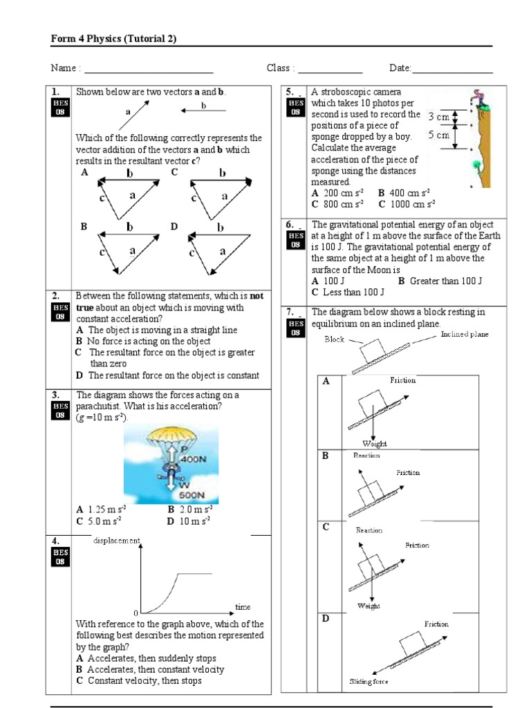 Physics Form 4 Chapter 2 Objective Question | PDF | Acceleration | Force