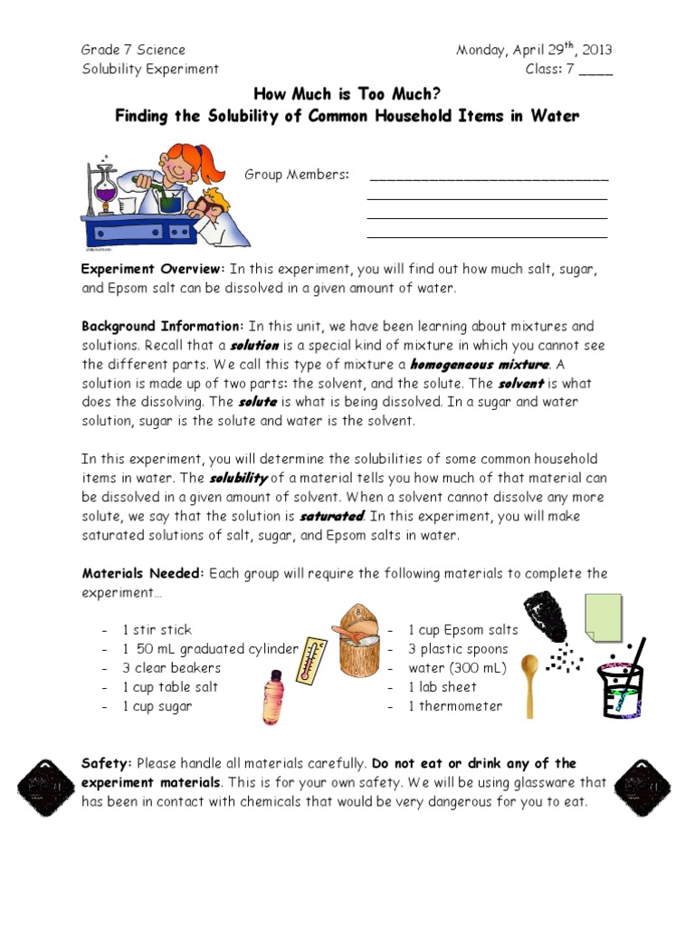 Grade 7 Science Solubility Experiment | PDF | Solution | Solubility