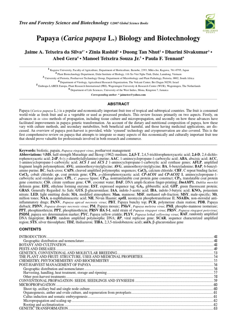2007 Papaya Biology and Biotechnology | PDF | Plant Pathology | Plant ...