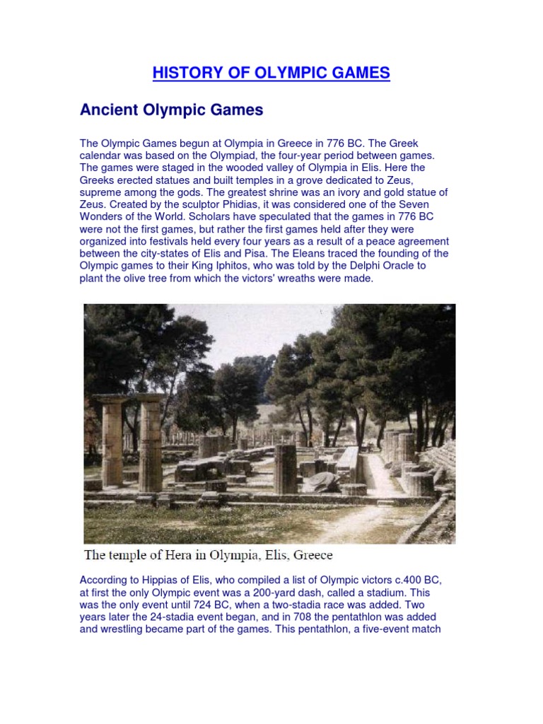 History of Olympic Games | PDF | Olympic Games | Sports