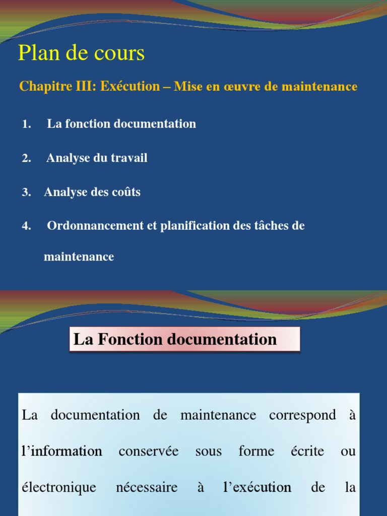 Exécution-Mise en Oeuvre de Maintenance | PDF | Ingénierie des systèmes | Planification
