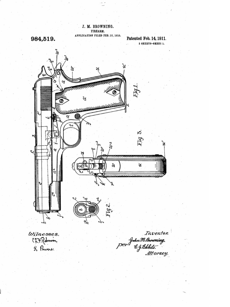 US Patent 984519 - Colt 1911