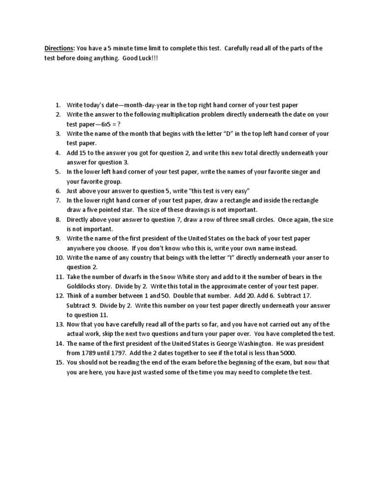 Directions Test | PDF