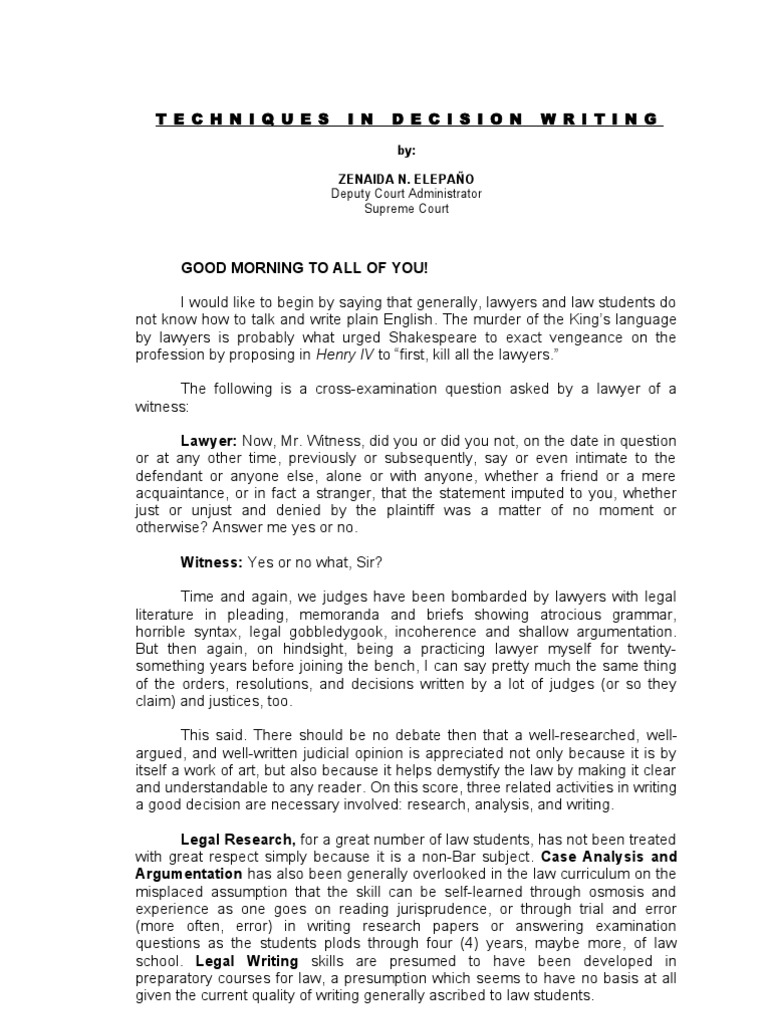 Techniques in Decision Writing | PDF | Burden Of Proof (Law) | Pleading
