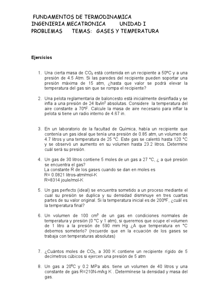 Fund. Term Prob. Gases y Temp 2013-1 | PDF | Gases | Presión