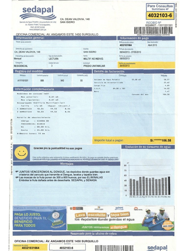 Recibo de Agua 001 | PDF