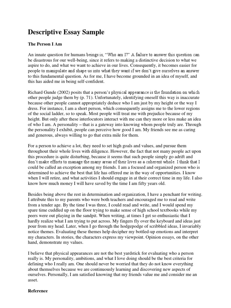 Descriptive Essay Sample | PDF | Social Psychology | Cognitive Science