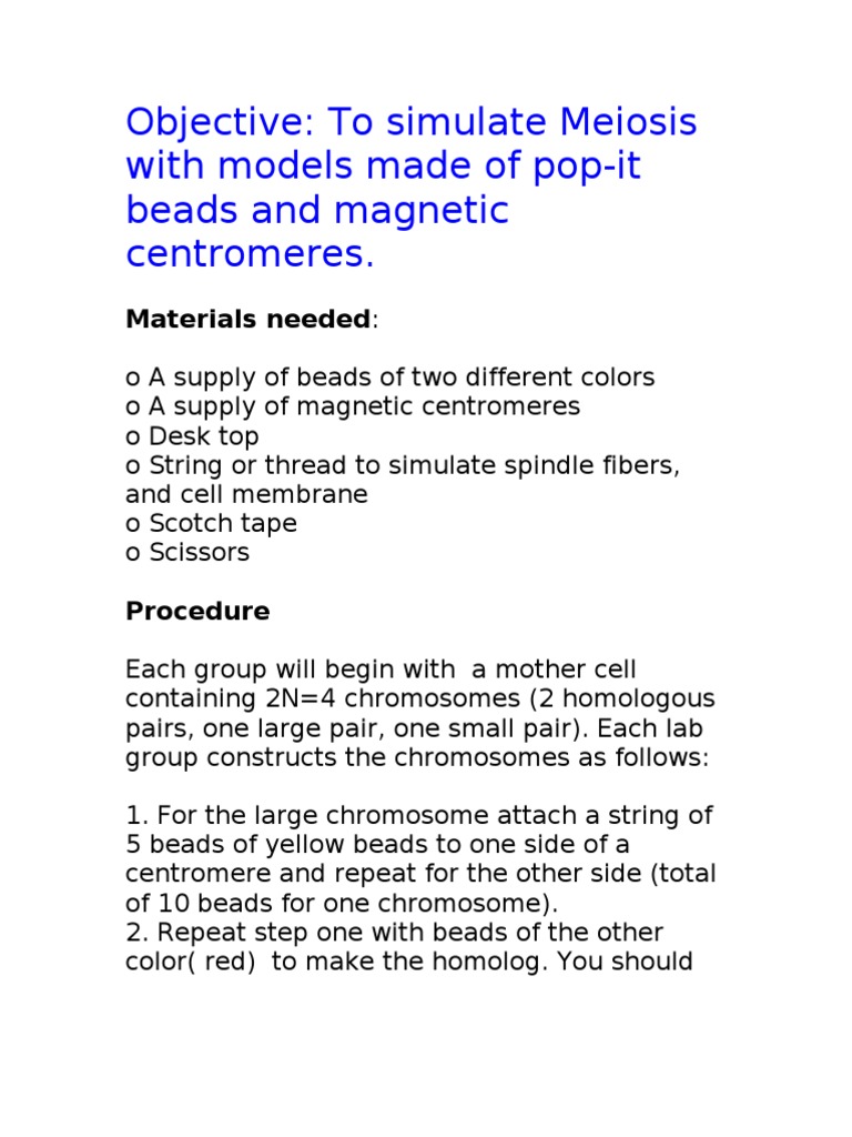 Meiosis Simulation | PDF | Meiosis | Chromosome