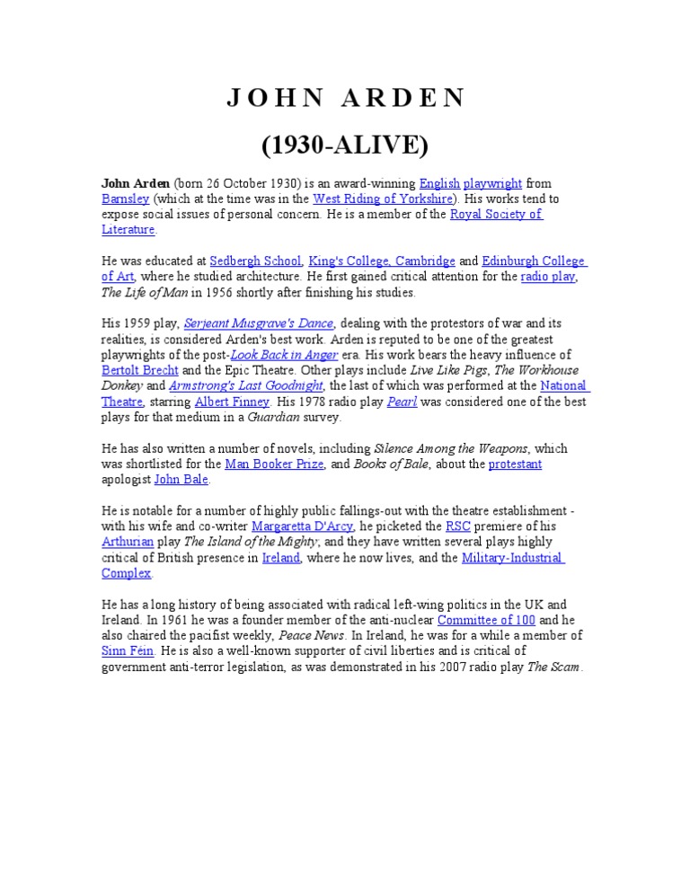 John Arden | PDF | Art | History