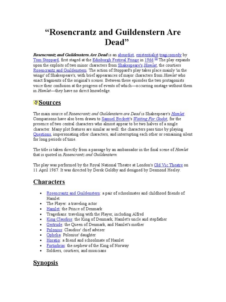 Rosencrantz and Guildenstern Are Dead | PDF | Hamlet