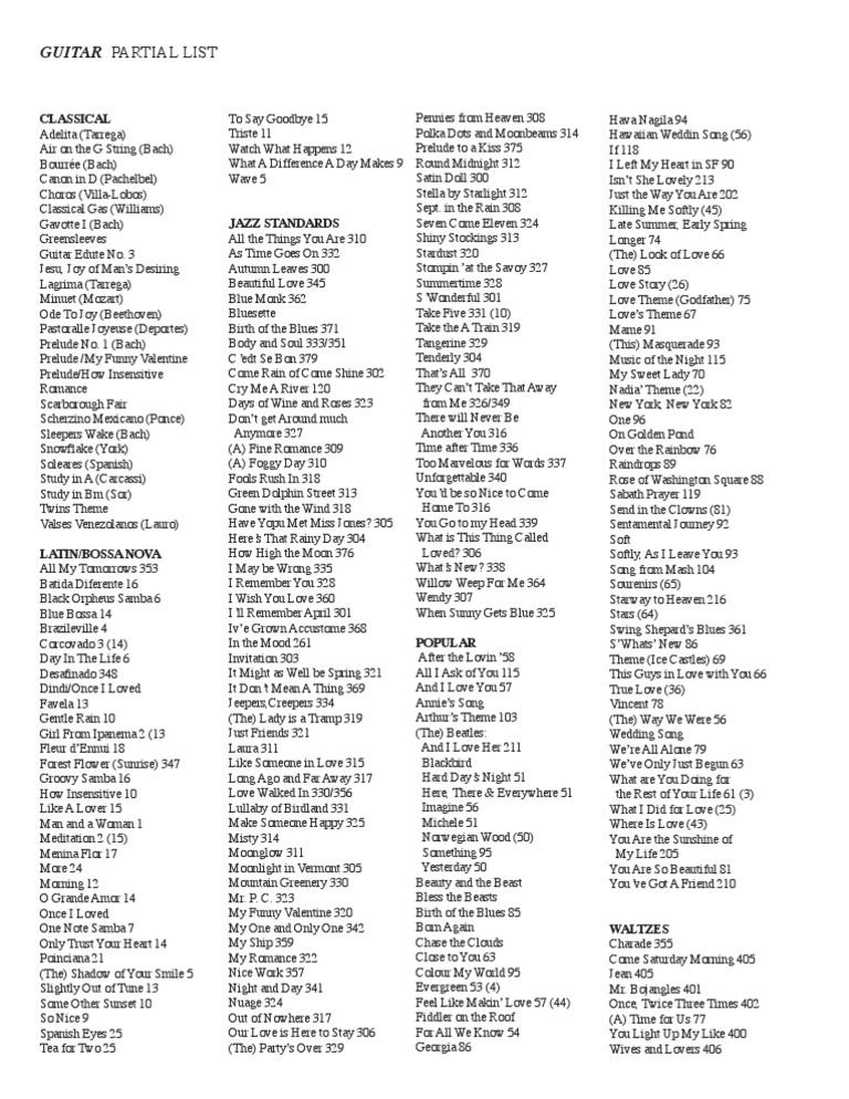 Exemple Performance List | PDF | Leisure | Jazz Music