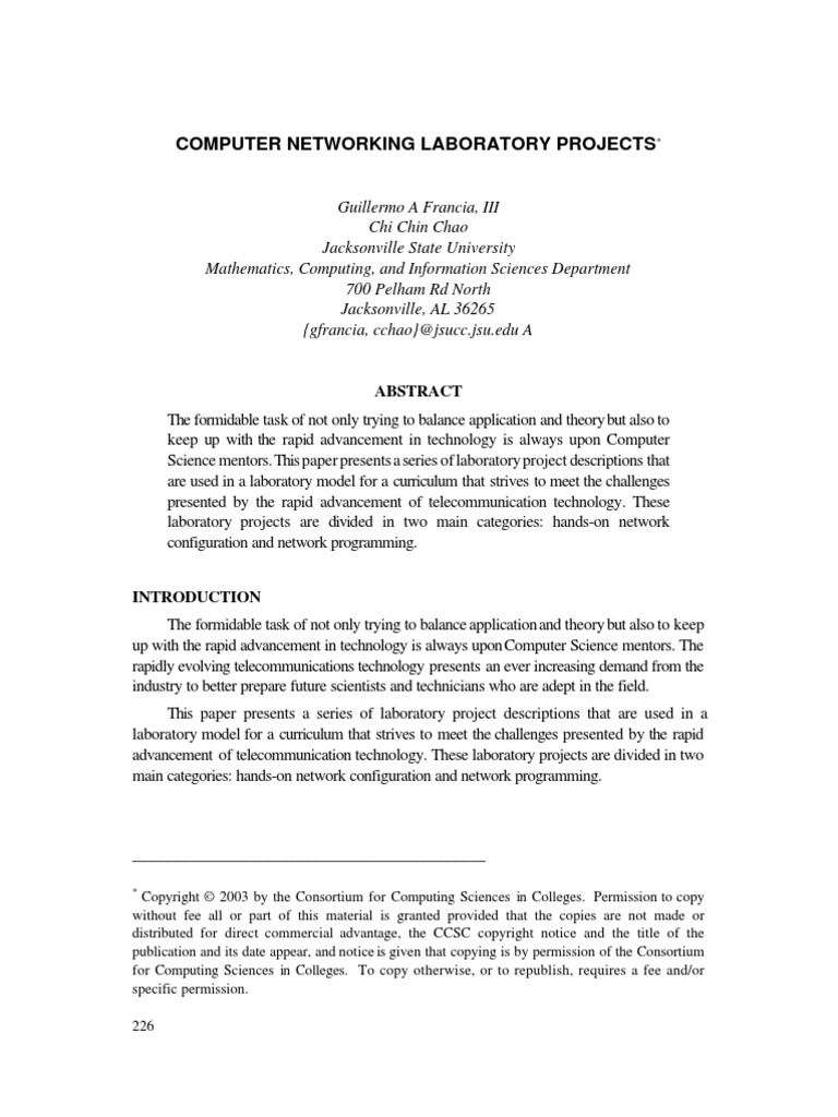 Computer Networking Laboratory Projects | PDF | Ip Address | Computer ...