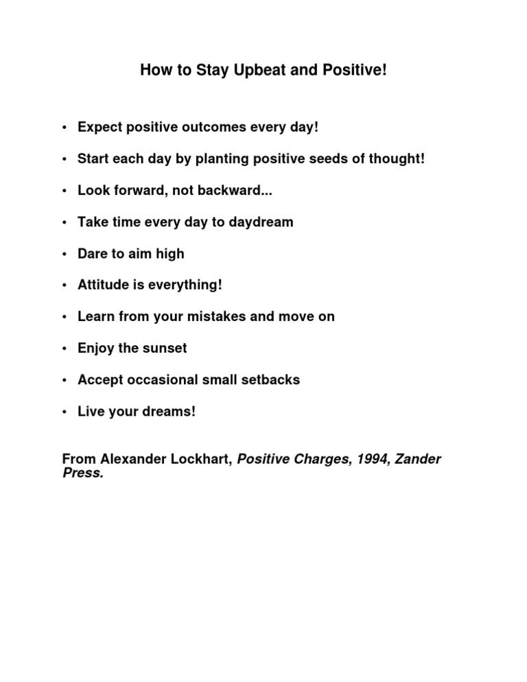 Stay Upbeat and Positive | PDF | Lifestyle