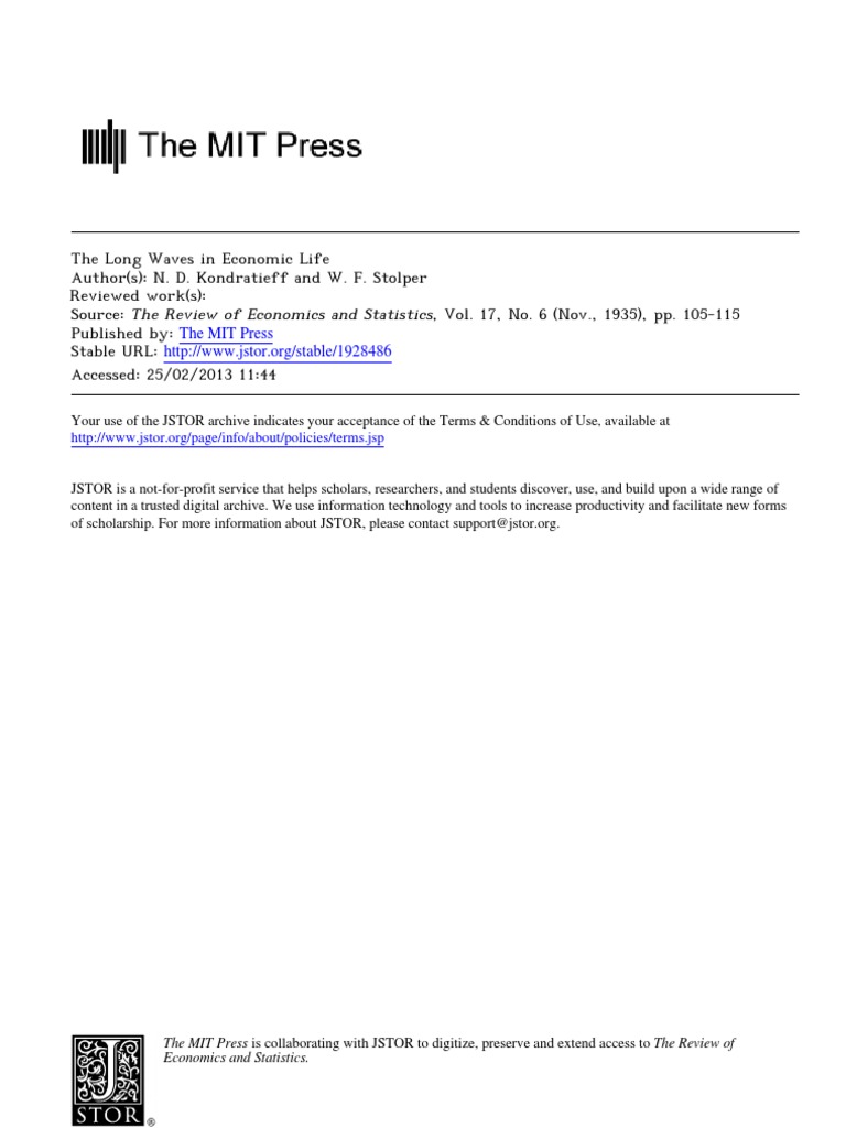 Long Waves in Economic Life Analysis | PDF | Capitalism | Inquiry
