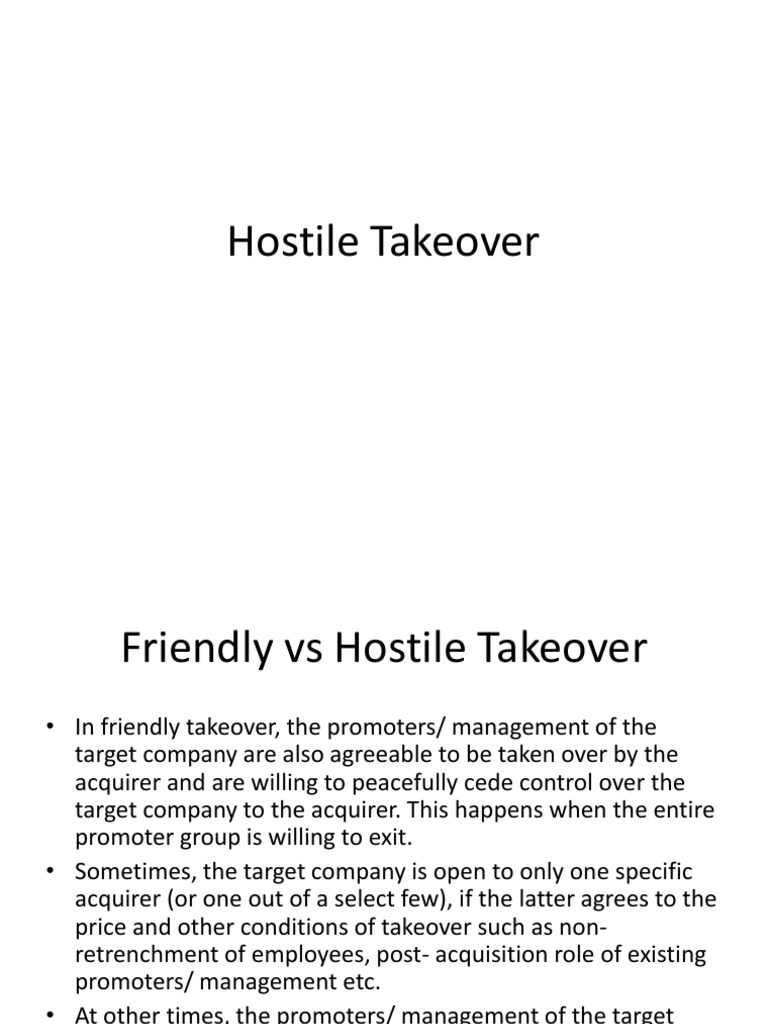 Hostile Takeover | PDF | Takeover | Share Repurchase