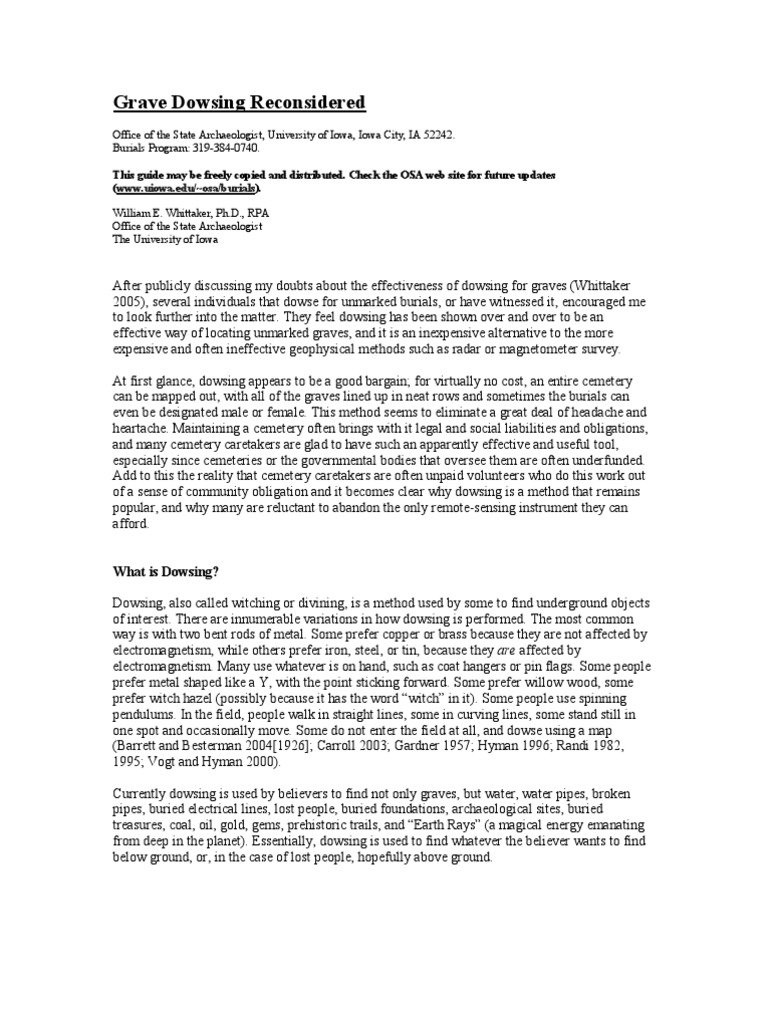 Reevaluating Grave Dowsing Efficacy | PDF | Dowsing | Archaeology