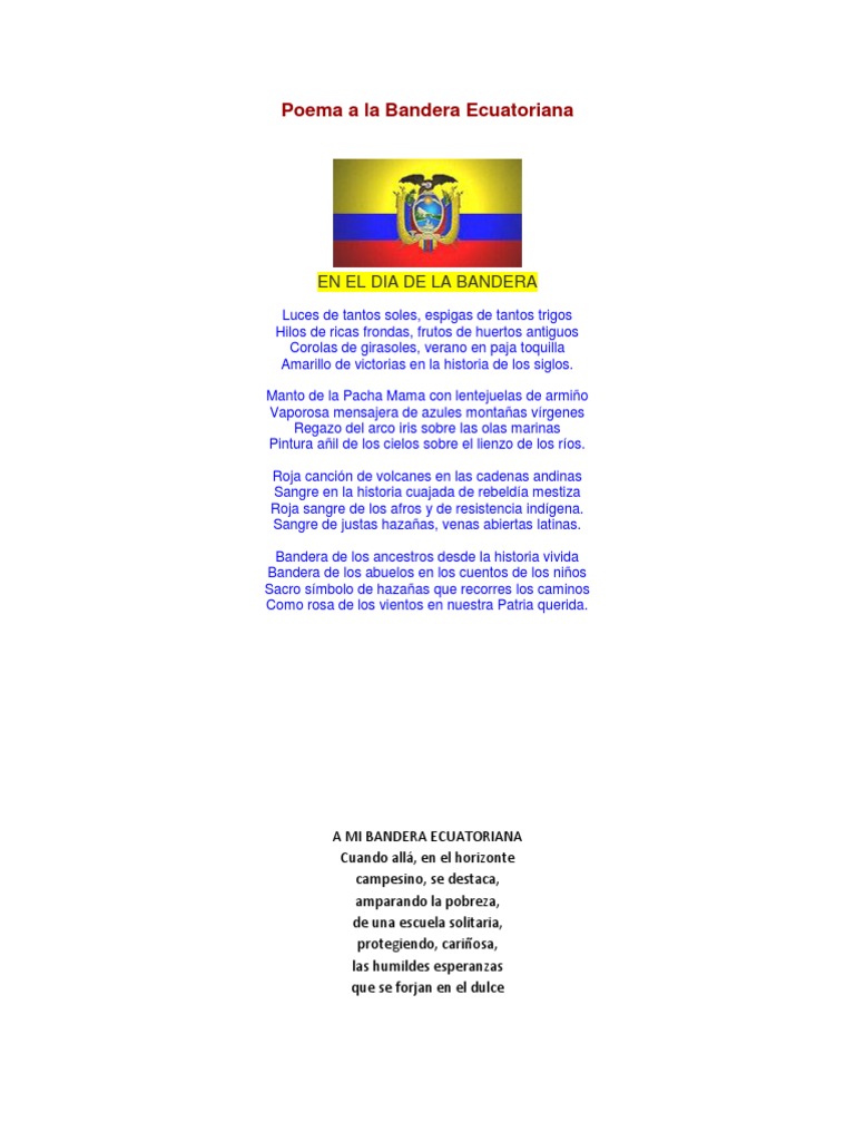 Poema A La Bandera Ecuatoriana | PDF
