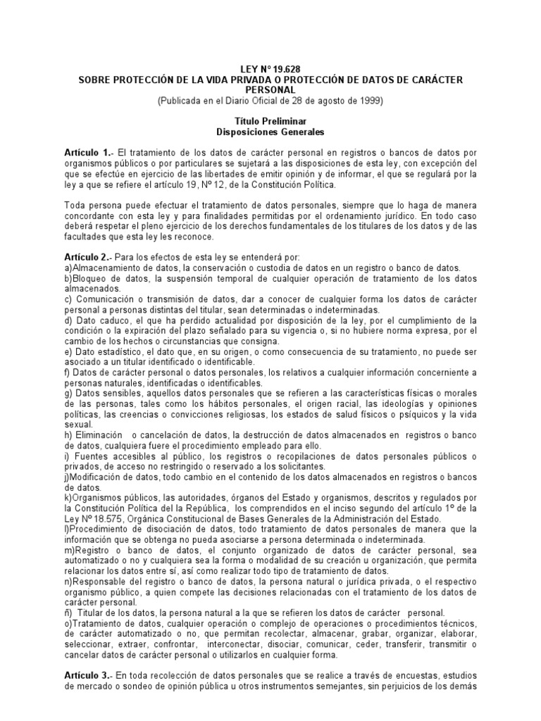 Ley 19628 | PDF