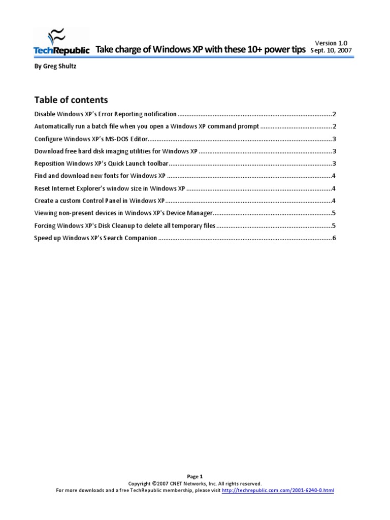 10 Windows XP Power Tips | PDF | Windows Registry | Microsoft Windows