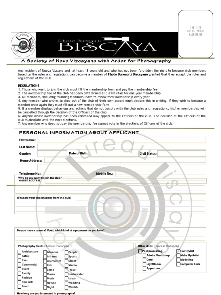 PBB Application Form | Model (People) | Fee