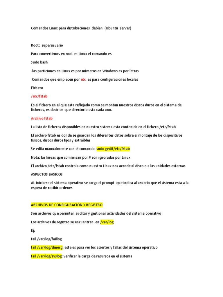 Comandos Linux para Distribuciones | PDF | Archivo de computadora | Sudo