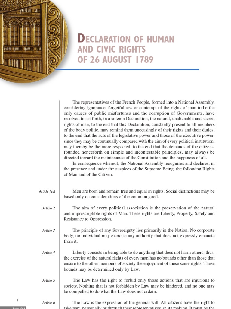 Declaration of Rights of Man | Natural And Legal Rights | Public Law