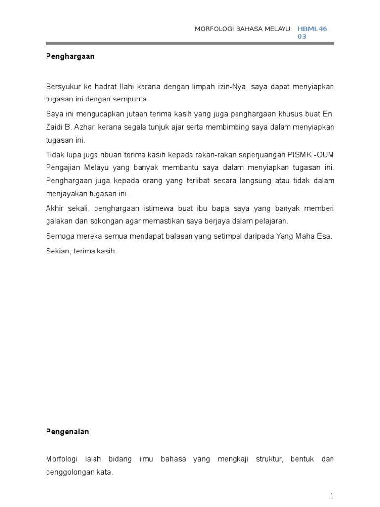 Morfologi Bahasa Melayu | PDF