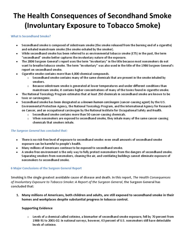 Second Hand Smoke Effects | PDF | Smoke | Cigarette