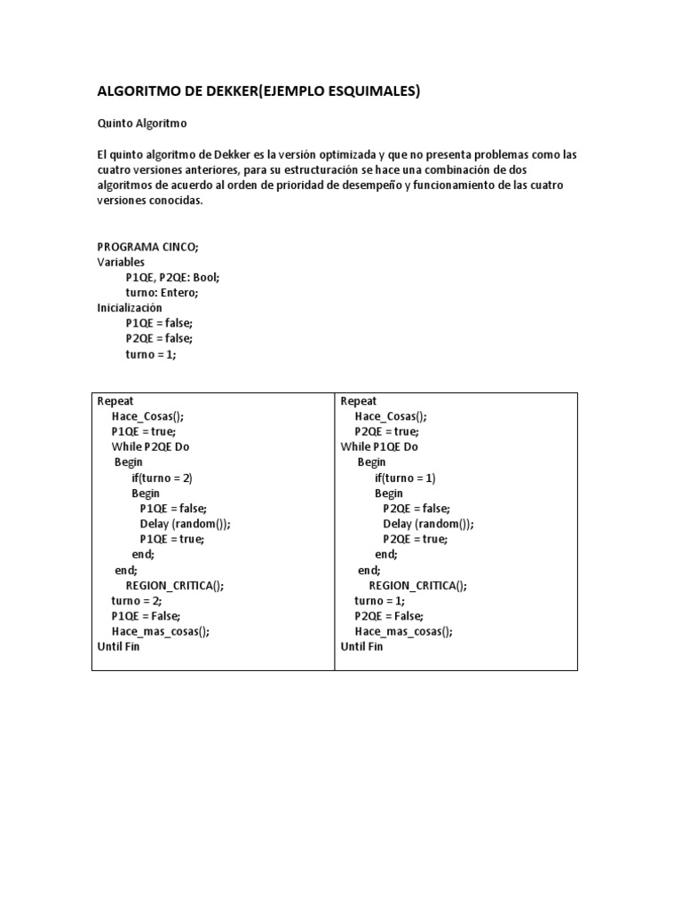 Algoritmo de Dekker Peterson Semaforos | PDF | Computación concurrente | Tecnología de sistema ...