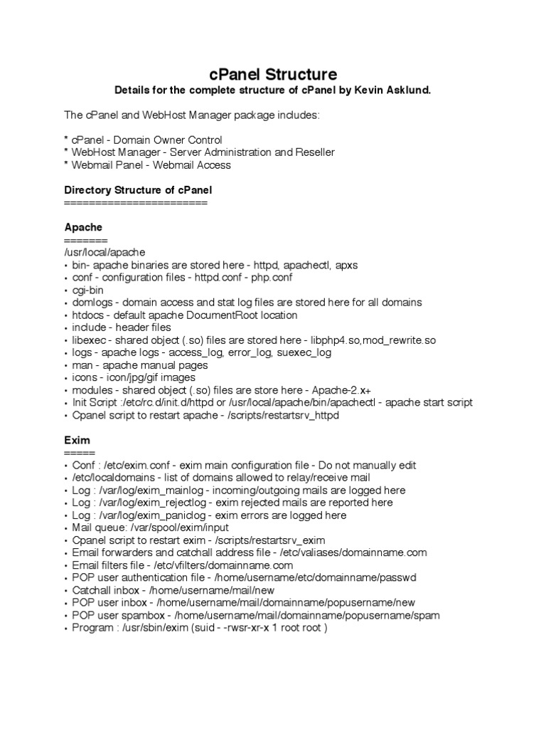 C Panel Structure | PDF | Email | Domain Name
