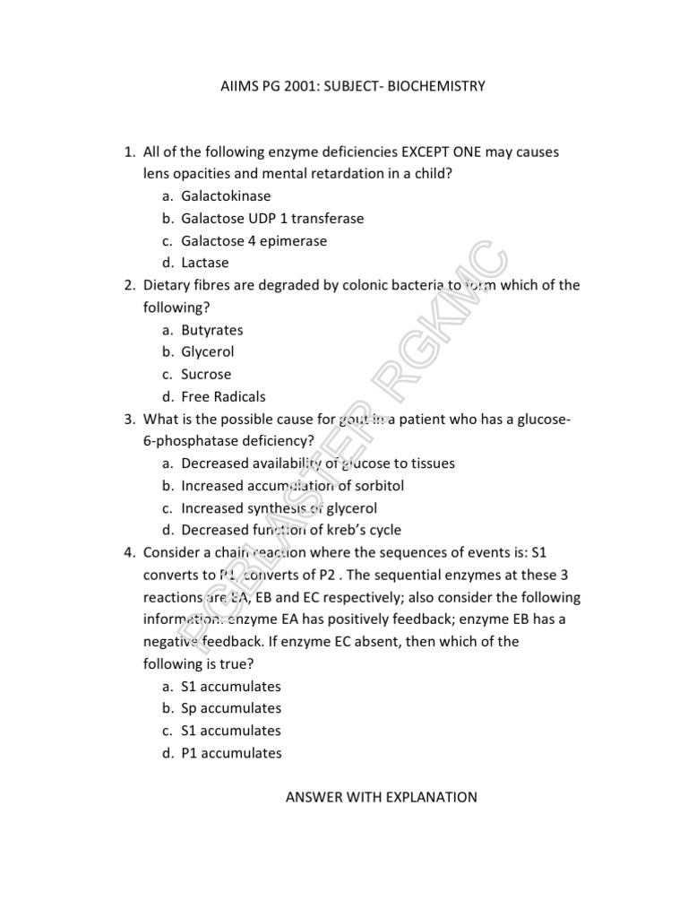 Aiims PG 2001 Bio PDF | PDF | Science & Mathematics