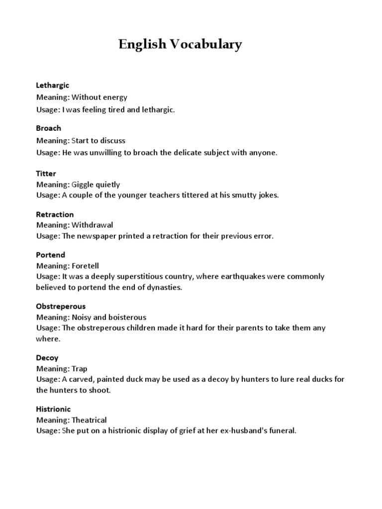 English Vocabulary | PDF