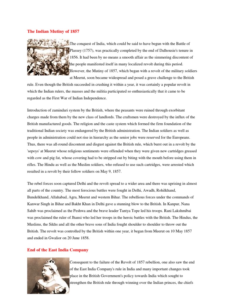 The Indian Mutiny of 1857 | PDF | Indian Rebellion Of 1857 | Mahatma Gandhi