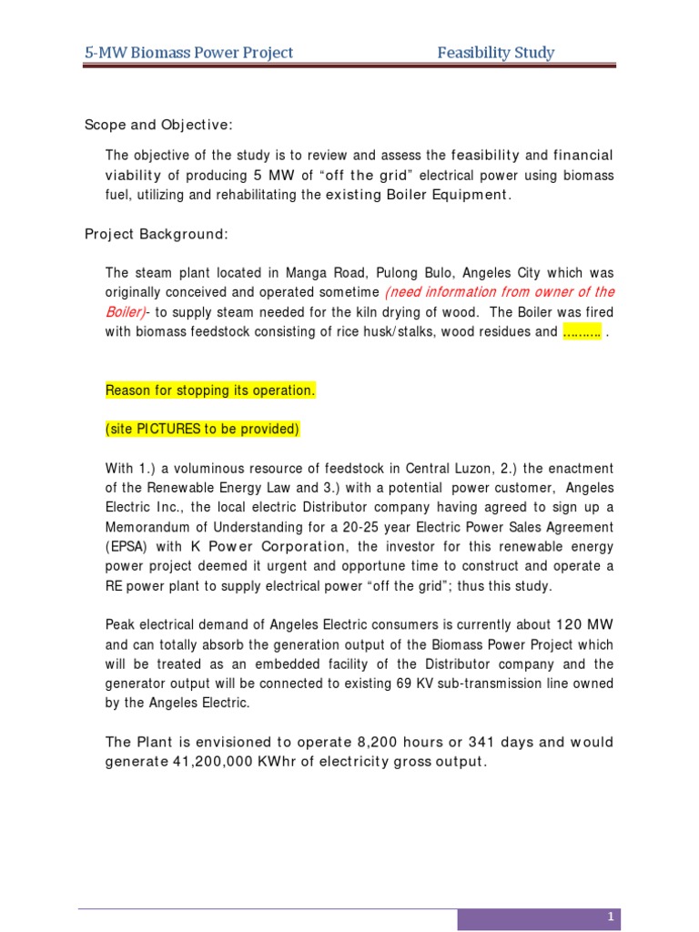 5 MW Biomass Project - Technical Report | Download Free PDF | Biomass ...