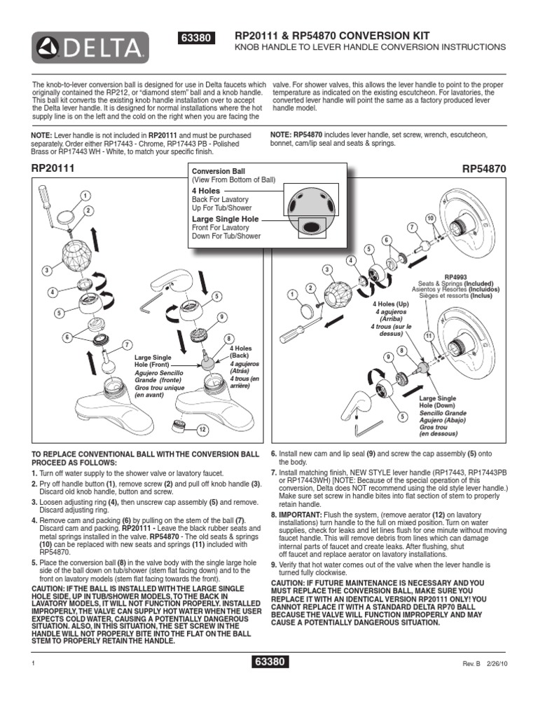 RP20111 & RP54870 CONVERSION KIT: Knob Handle To Lever Handle ...