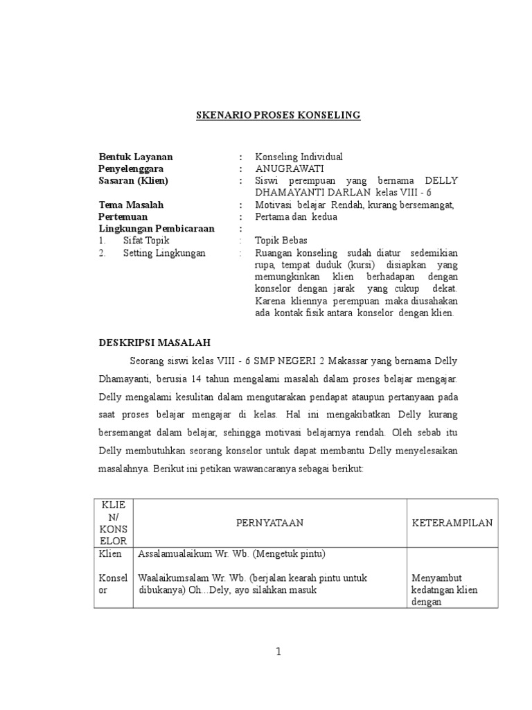 Skenario Konseling Ibu | PDF
