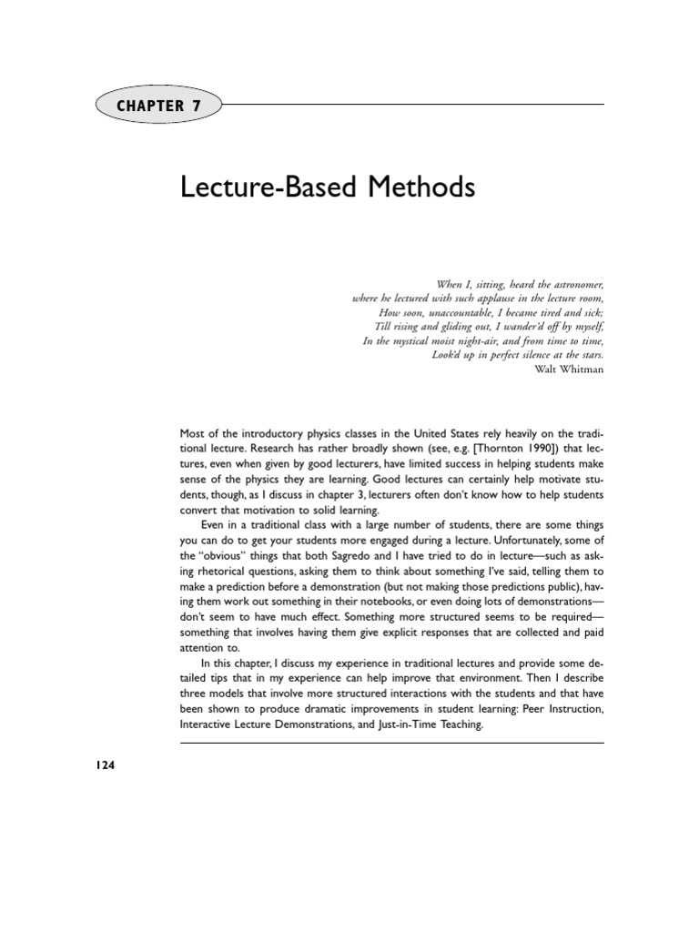 Lecture-Based Methods | PDF | Lecture | Cognition