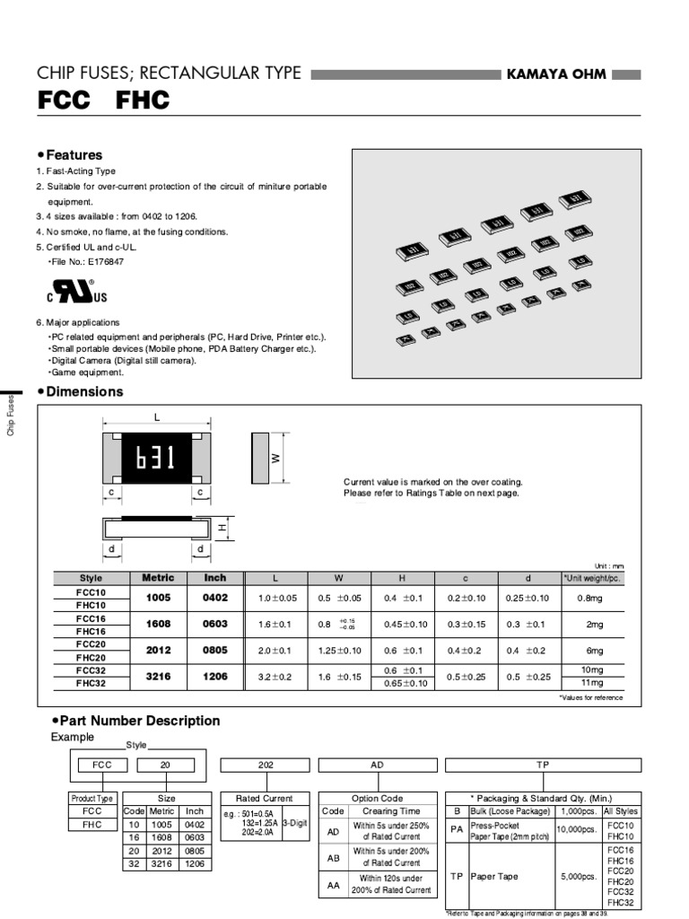 FCC FHC: Chip Fuses Rectangular Type | PDF | Personal Computers | Equipment