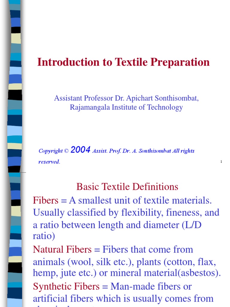 Introduction To Textile Preparation: Reserved | PDF | Textiles | Yarn