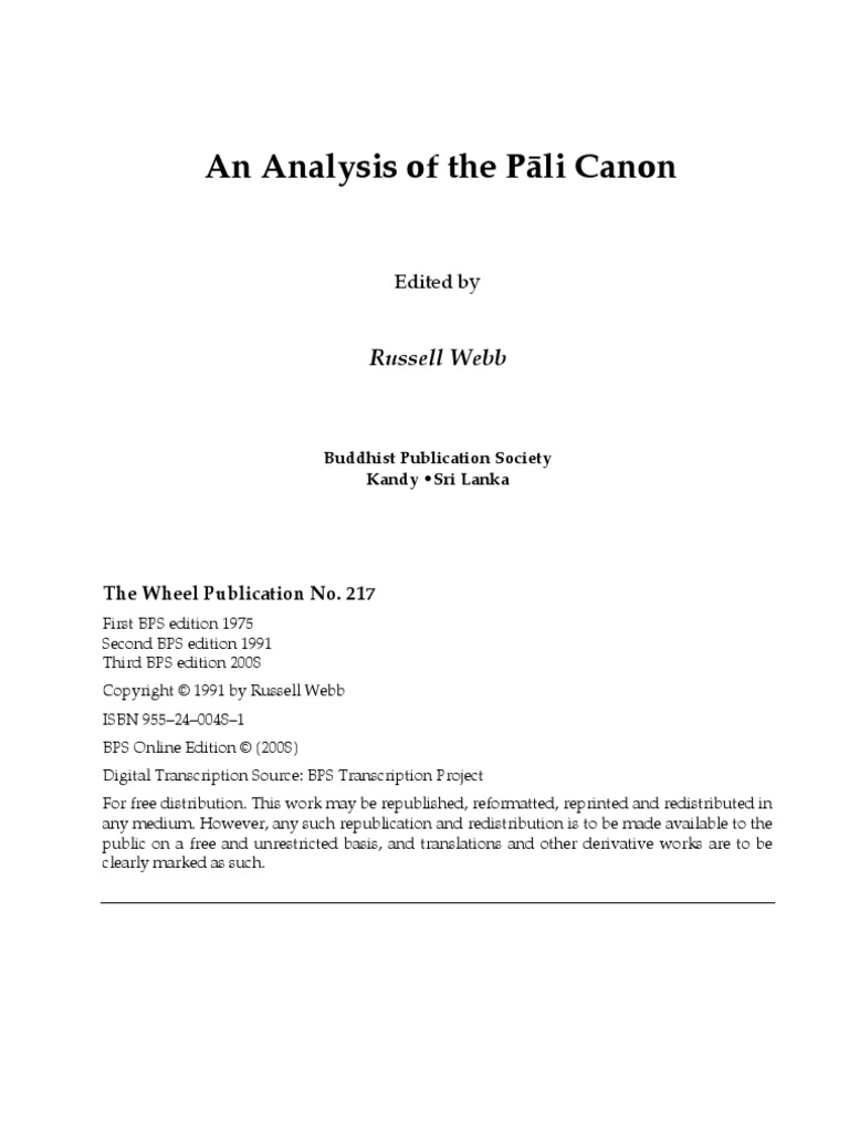 Analysis of The Pali Canon | PDF